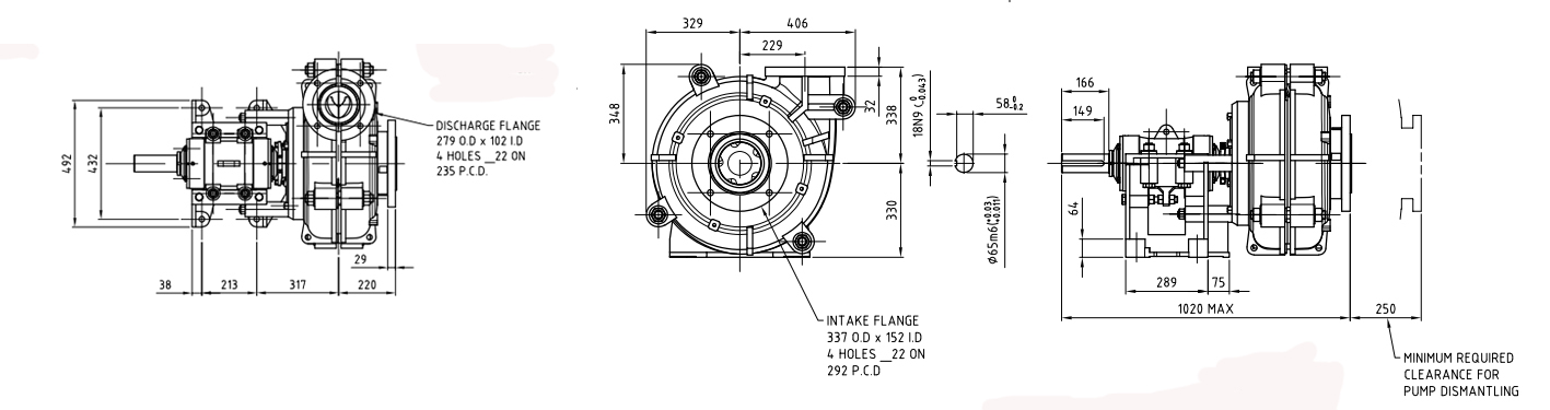 6/4 AH Warman Horizontal Slurry Pumps
